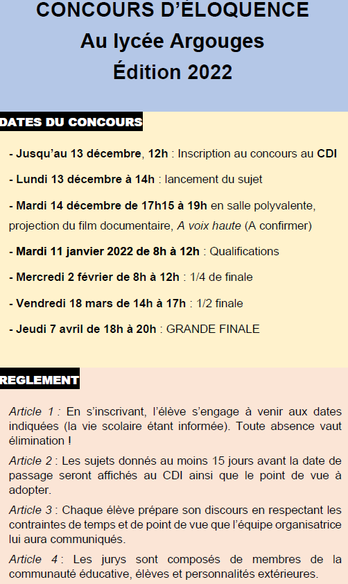 Blog - Vie du lycée - Lycées André Argouges